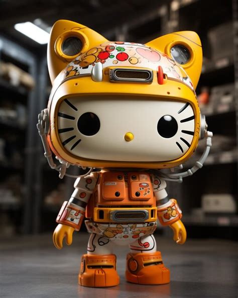 Premium Ai Image Orange And Yellow Grumpy Hello Kitty Laundry Iron Futuristic Multi Leveled