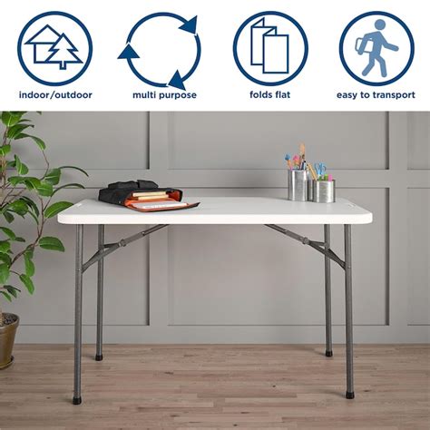 Cosco 4 Ft X 2 Ft Indoor Or Outdoor Rectangle Resin White Folding