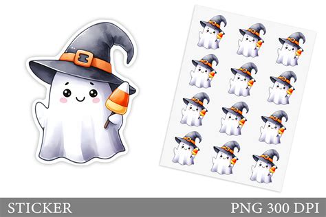 Cute Ghost Sticker Halloween Sticker Graphic By Shishkovaiv · Creative
