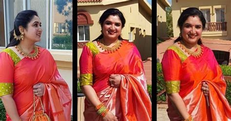 Anitha Vijaykumar In Red Silk Saree Saree Blouse Patterns