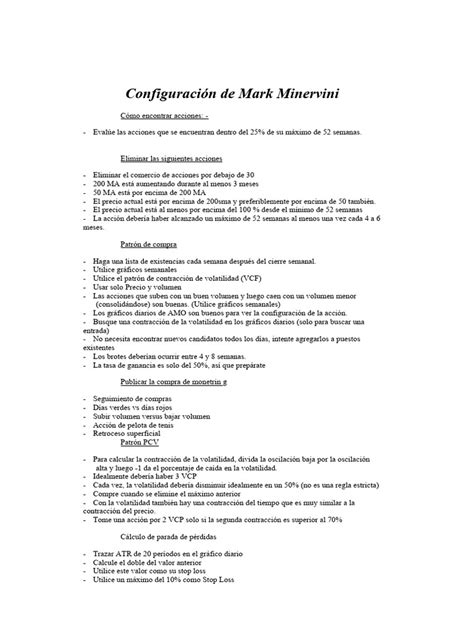 Configuración De Mark Minervini Pdf Descargar Gratis Pdf Volatilidad Finanzas