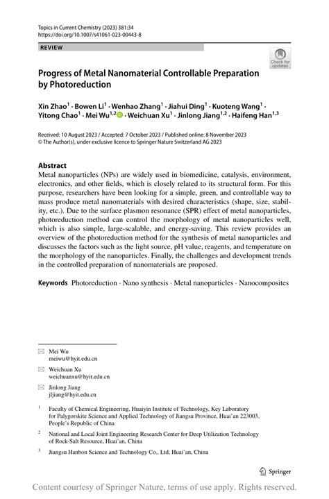 Progress Of Metal Nanomaterial Controllable Preparation By Photoreduction
