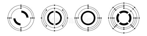 set of abstract geometric symbols circles with dots stock vector