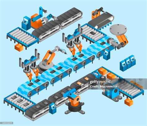 Industrial Robot Isometric Composition High Res Vector Graphic Getty