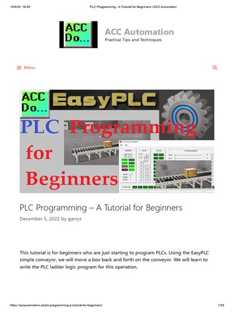Tutorial For Beginners Pdf Programmable Logic Controller Automation