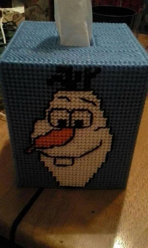 Olaf Frozen Tissue Box Cover Plastic Canvas Craft