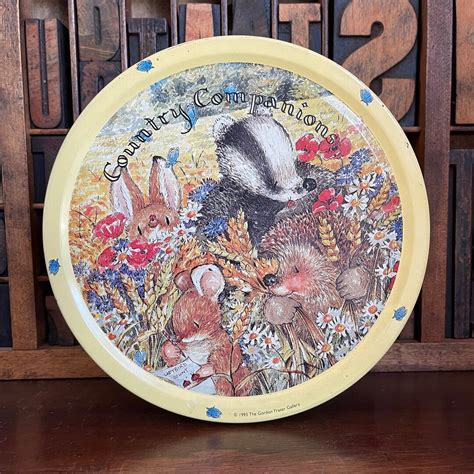 Round Vintage Country Companions Tin With Wildlife Illustrations Etsy