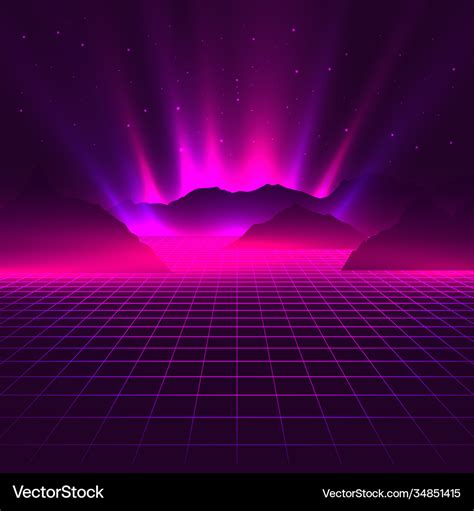 Neon Laser Grid Vaporwave Royalty Free Vector Image