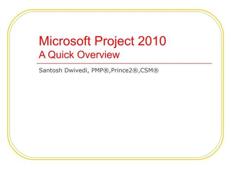 Microsoft Project 2010 Ppt