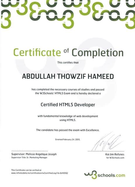 W3 Schools Html5 Certification Pdf