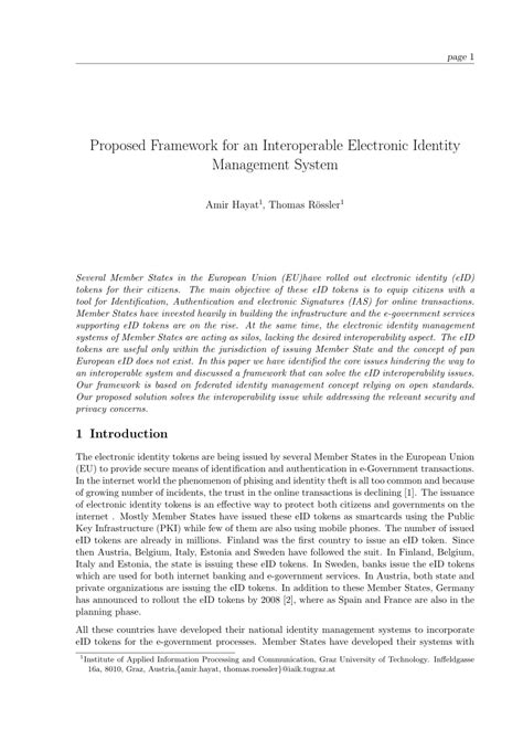 Pdf Proposed Framework For An Interoperable Electronic Identity