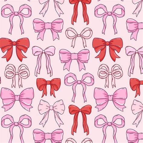 Pink Bows And Ribbons Seamless Pattern Valentines Design Background