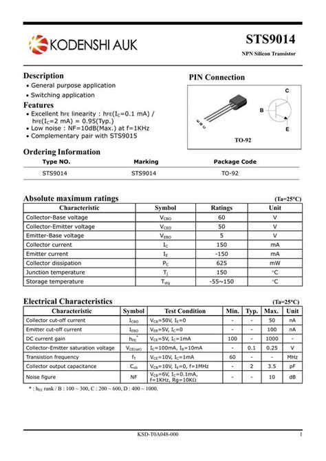 Unlocking The Potential Exploring The 9013 Transistor Datasheet