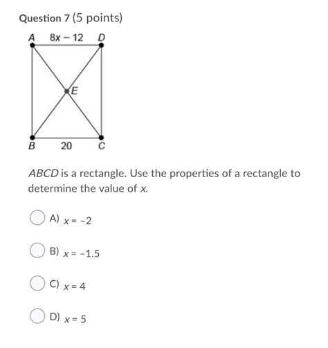 Solved ABCD Is A Rectangle Use The Properties Of A Rectangle To Course Hero