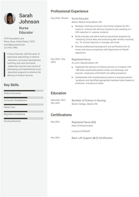 Best Nurse Educator Resume Examples And Templates For 2026