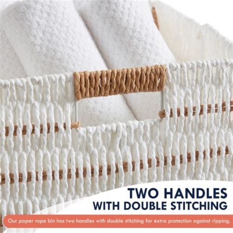 2 Pack Foldable Paper Wicker Storage Shelf Basket Cube Bin With Handles 10 5l X 10 5w X 10 5