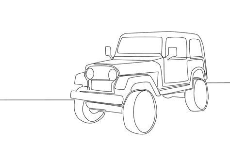 Desenho De Linha única De Carro De Trilha De Velocidade 4x4 Offroad