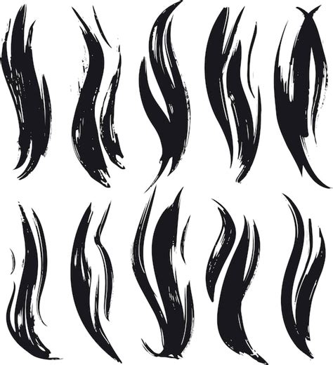 Premium Vector Set Of Vector Hand Drawn Grunge Style Black Flames And