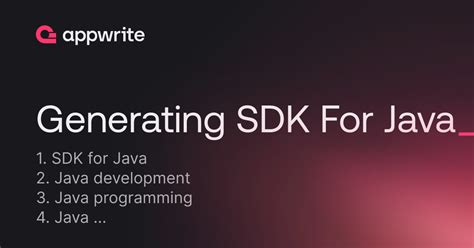 Generating Sdk For Java Threads Appwrite