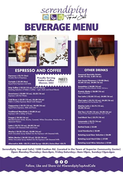 Serendipity Tap And Cafe Menus Serendipity Catering