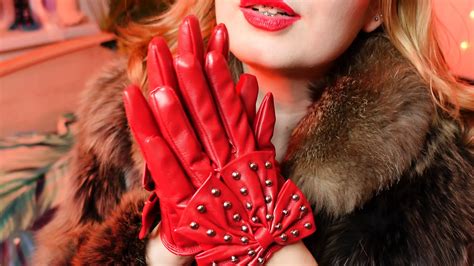 My New Red Leather Gloves Close Up Fetish Video With Arya Asmr Relax