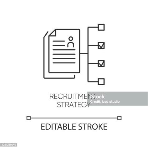 모집 전략 픽셀 완벽한 선형 아이콘 얇은 선 사용자 정의 일러스트레이션 취업 프로그램 헤드 헌팅 계획 윤곽 기호 벡터 격리 된 윤곽선 도면입니다 편집 가능한 스트로크 개념에