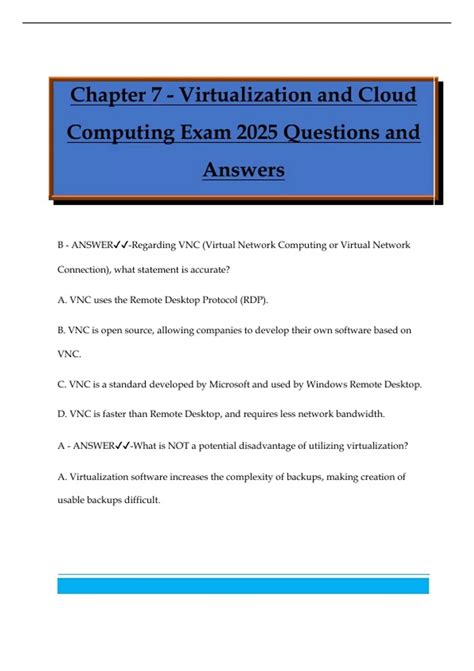 Chapter 7 Virtualization And Cloud Computing Exam 2025 Questions And Answers Virtualization