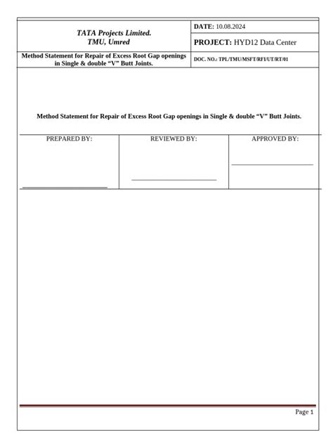 Ut Vs Rt Method Statement Pdf