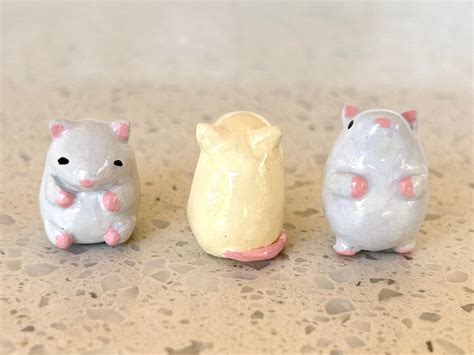 Mini Rats Handmade Polymer Clay Mouse Mice Figurine Collectible