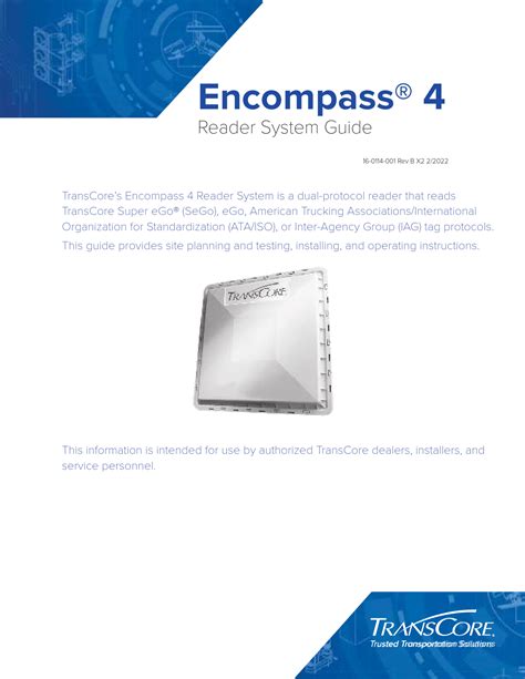 Transcore 10 4002 002 Encompass 4 Rfid Reader User Guide