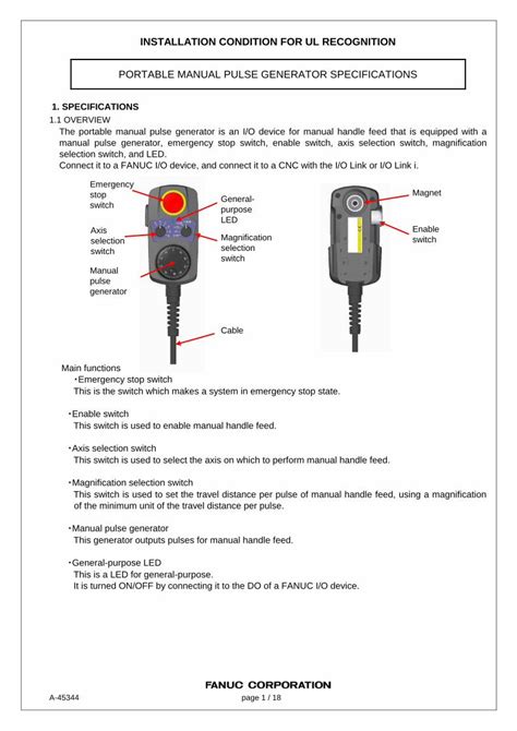 Pdf Portable Manual Pulse Generator · 1 Periodically Check That The Emergency Stop Switch
