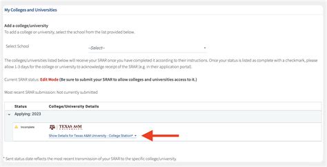 Linking And Submitting The Srarssar To Participating Colleges And