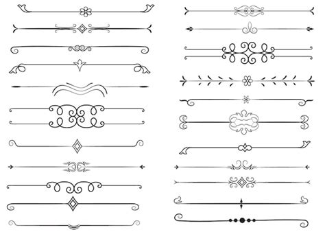 Seitenteiler Und Designelemente Satz Verschiedener Einfacher Schwarzer