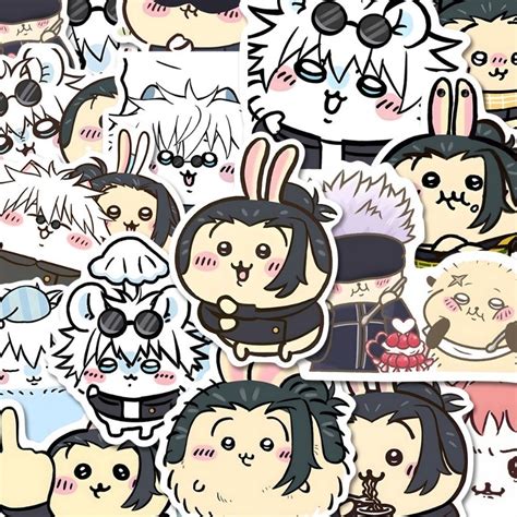 Chiikawa Jujutsu Kaisen Collabo Anime Sticker Usagi Momonga Gojo Satoru