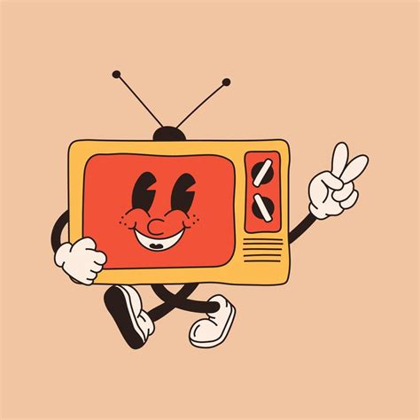 Charming Cartoon Old Tv Figure Reminiscent Of Classic Animations From