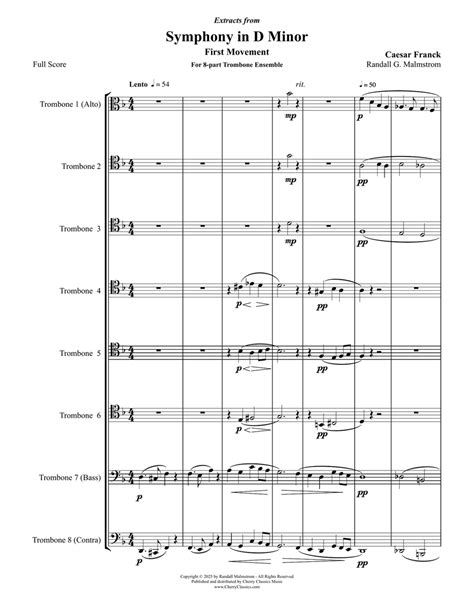 Symphony In D Minor First Movement For 8 Part Trombone Ensemble By