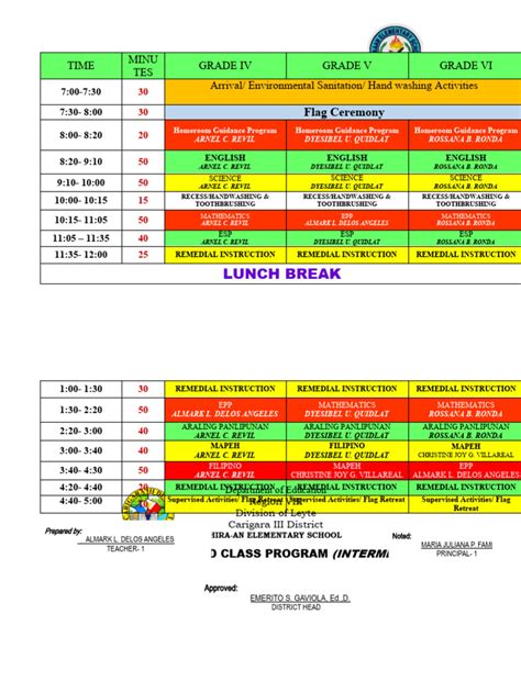 Consolidated Class Program Pdf Schools Educational Institutions