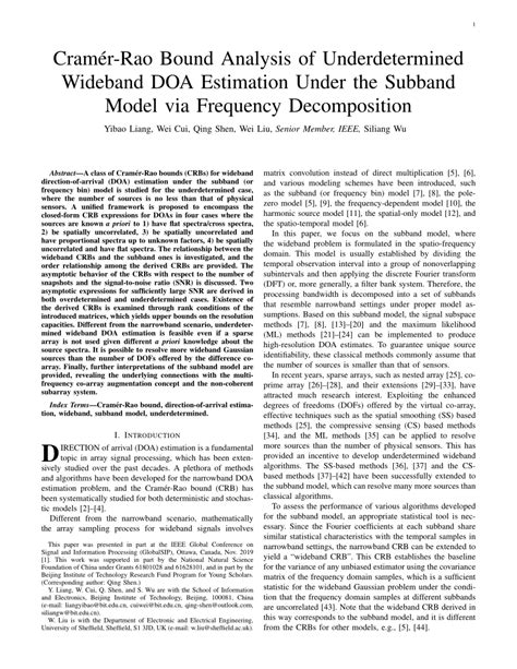 Pdf Cramér Rao Bound Analysis Of Underdetermined Wideband Doa Estimation Under The Subband