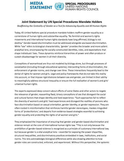 Download Joint Statement By Un Special Procedures Mandate Holders On