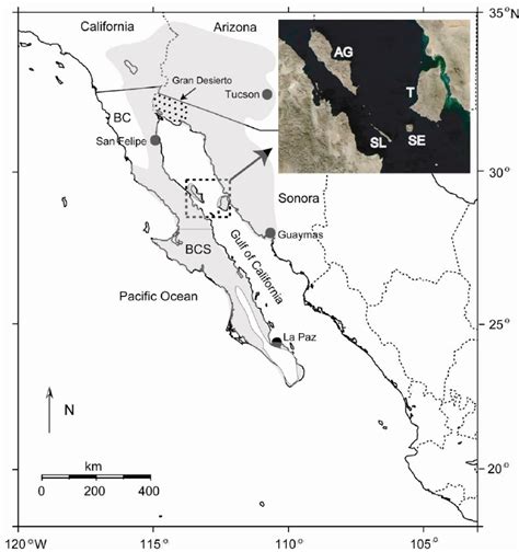 Map Showing The Approximate Boundaries Of The Sonoran Desert Shaded