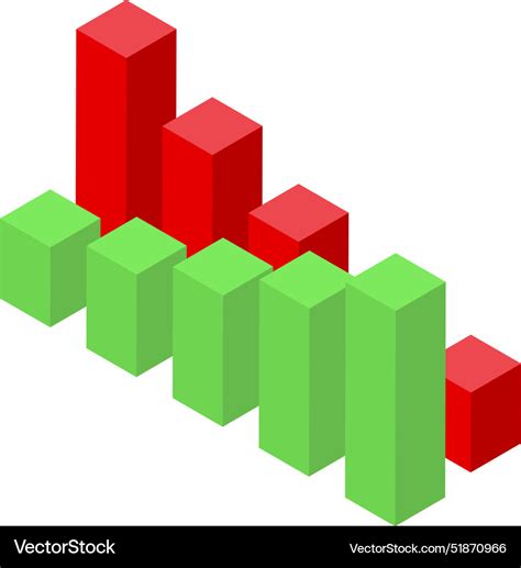 Isometric Bar Chart Showing Decreasing Trend Vector Image