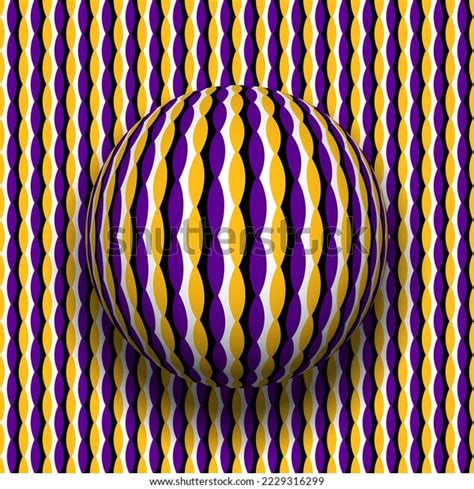 Optical Illusion Moving Sphere Colored Striped Stock Vector Royalty