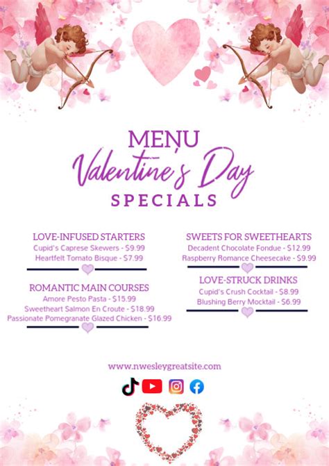 Copy Of White List Based Valentine Day Menu A4 Postermywall