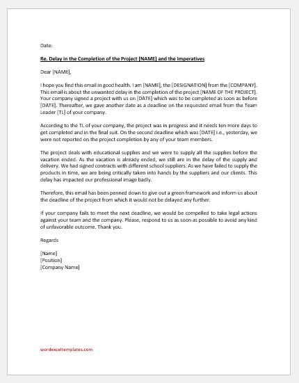 Strong Email For Delayed Or Incomplete Work Download Free