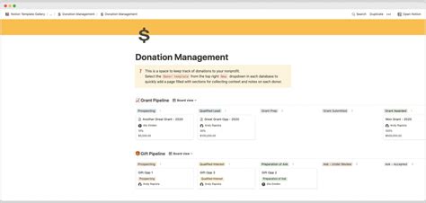 Notion Donation Management Template Template Road