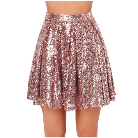 Smihono Fashion Womens Sequin Skirts Cocktail Party Sparkly Skirt