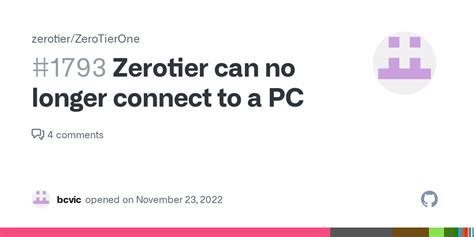 zerotier can no longer connect to a pc · issue 1793 · zerotier zerotierone · github