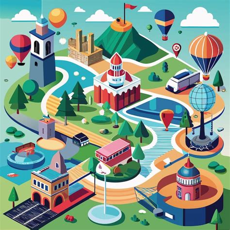 Puntos De Interés Ilustración De Arte Vectorial Vector Premium