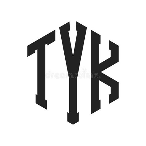 Tyk Logo Design Initial Letter Tyk Monogram Logo Using Hexagon Shape Stock Illustration