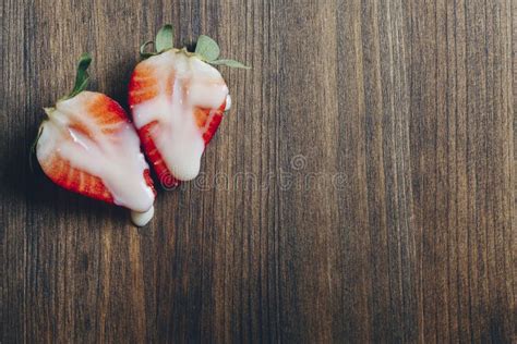 Sex Concept With Strawberries On Wooden Background Stock Image Image